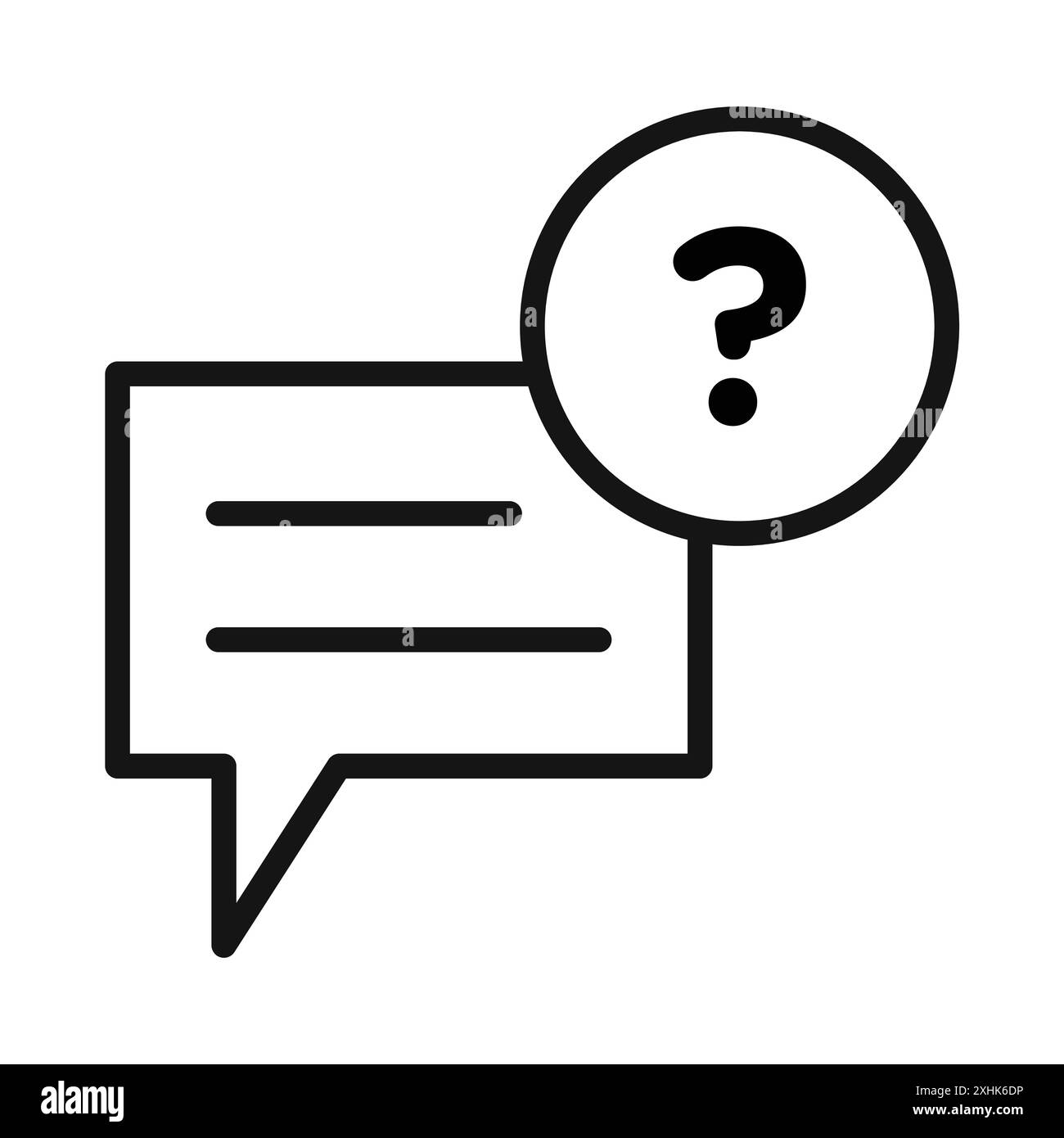 Comment question icon Black line art vector in black and white outline ...