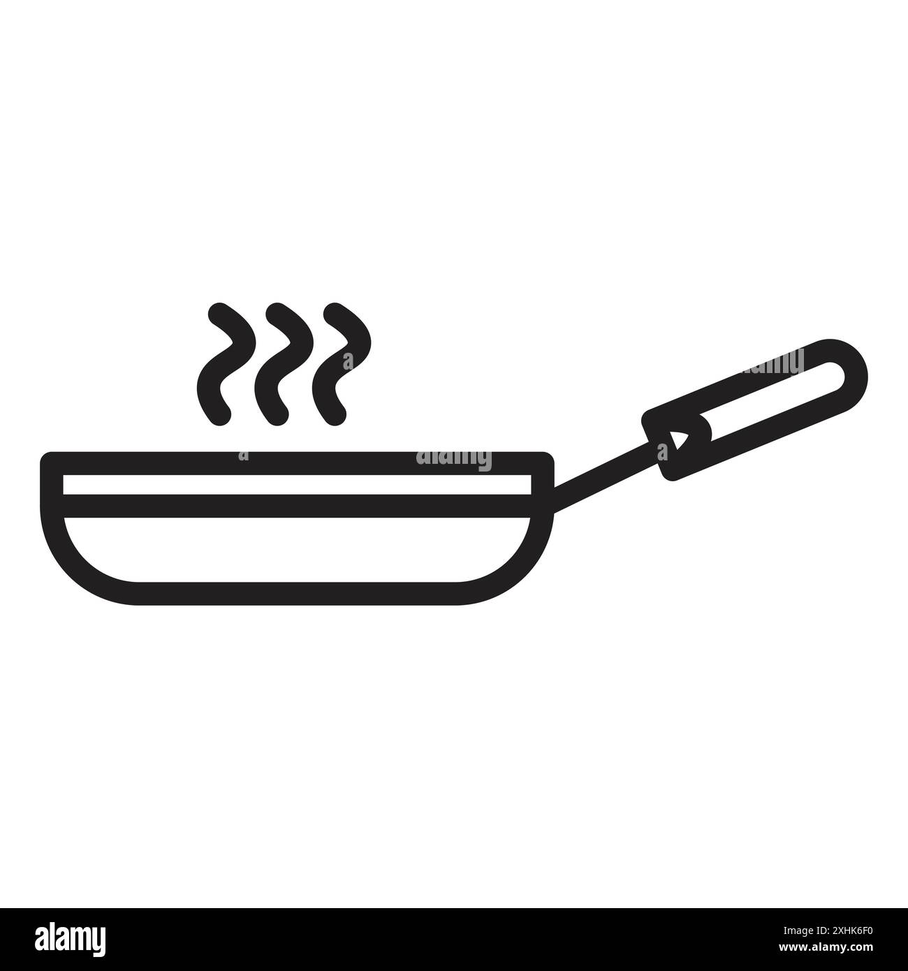 Frying pan icon Black line art vector in black and white outline set ...