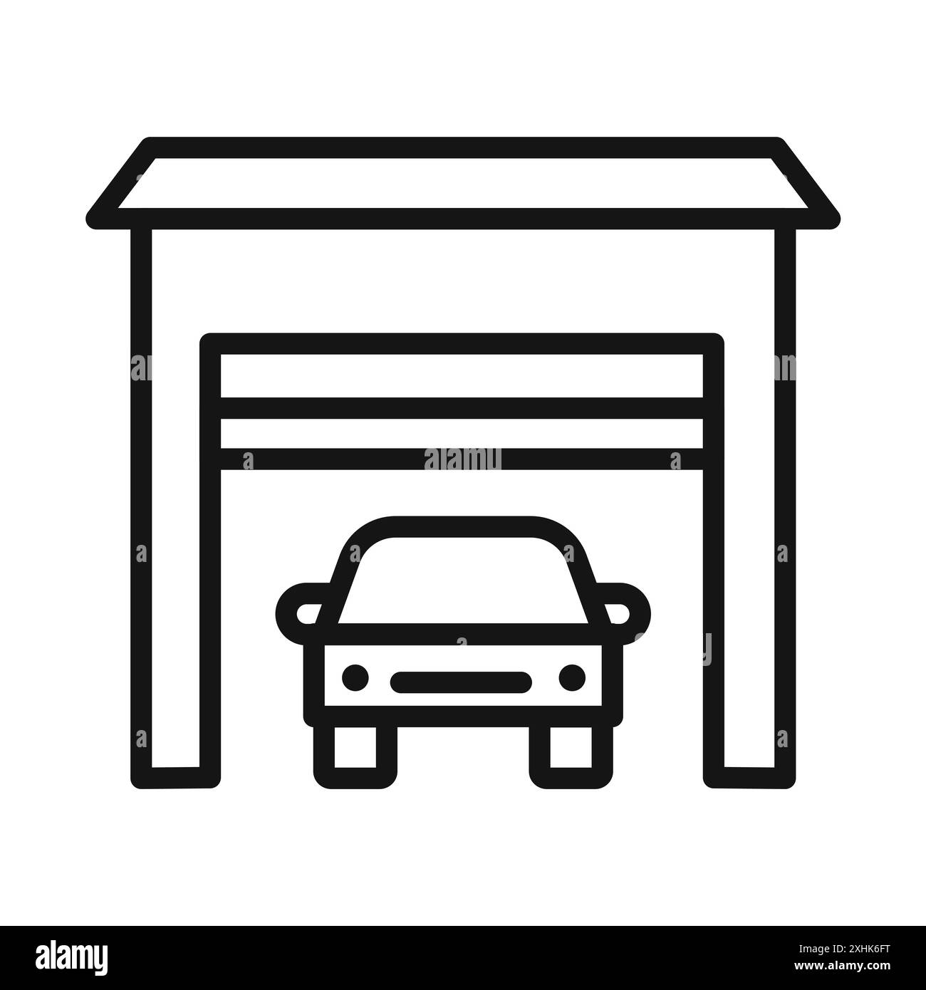 Garage car icon Black line art vector in black and white outline set collection sign Stock ...