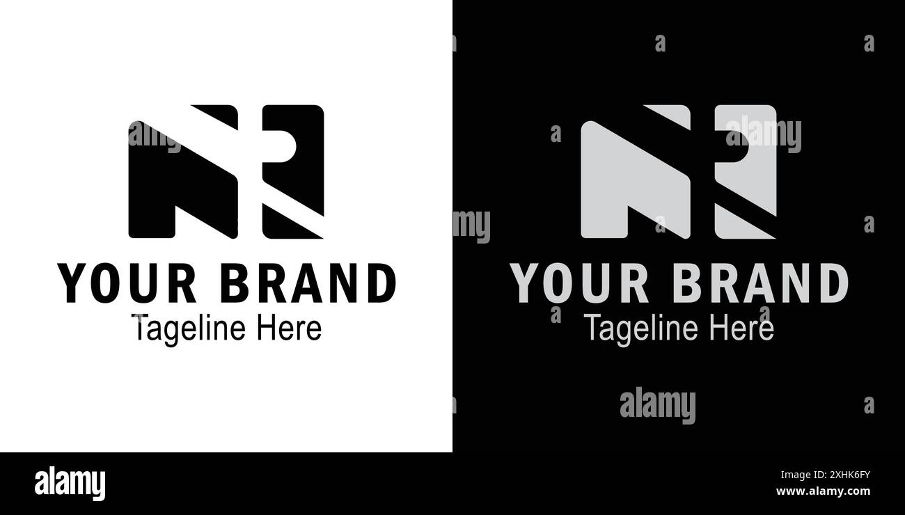 Abstract letter NR 2 logo. initials letter logo concept. creative logo ...