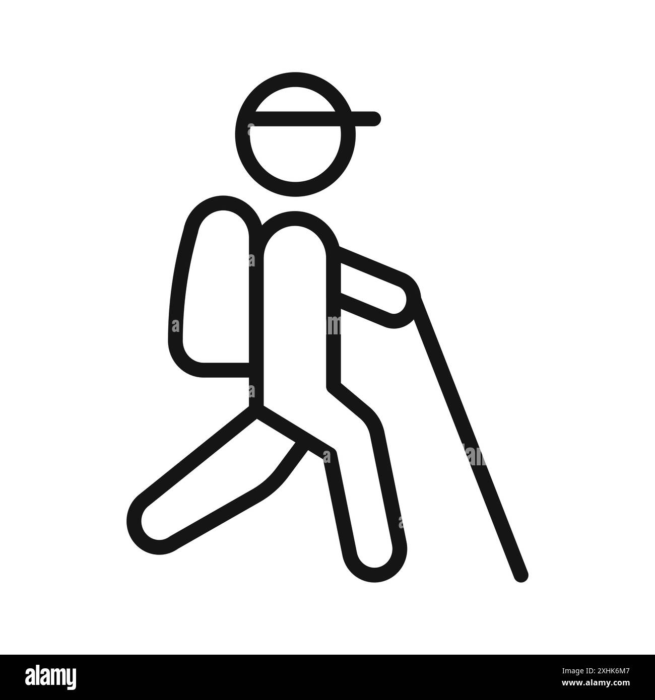 Hiking icon Black line art vector in black and white outline set ...
