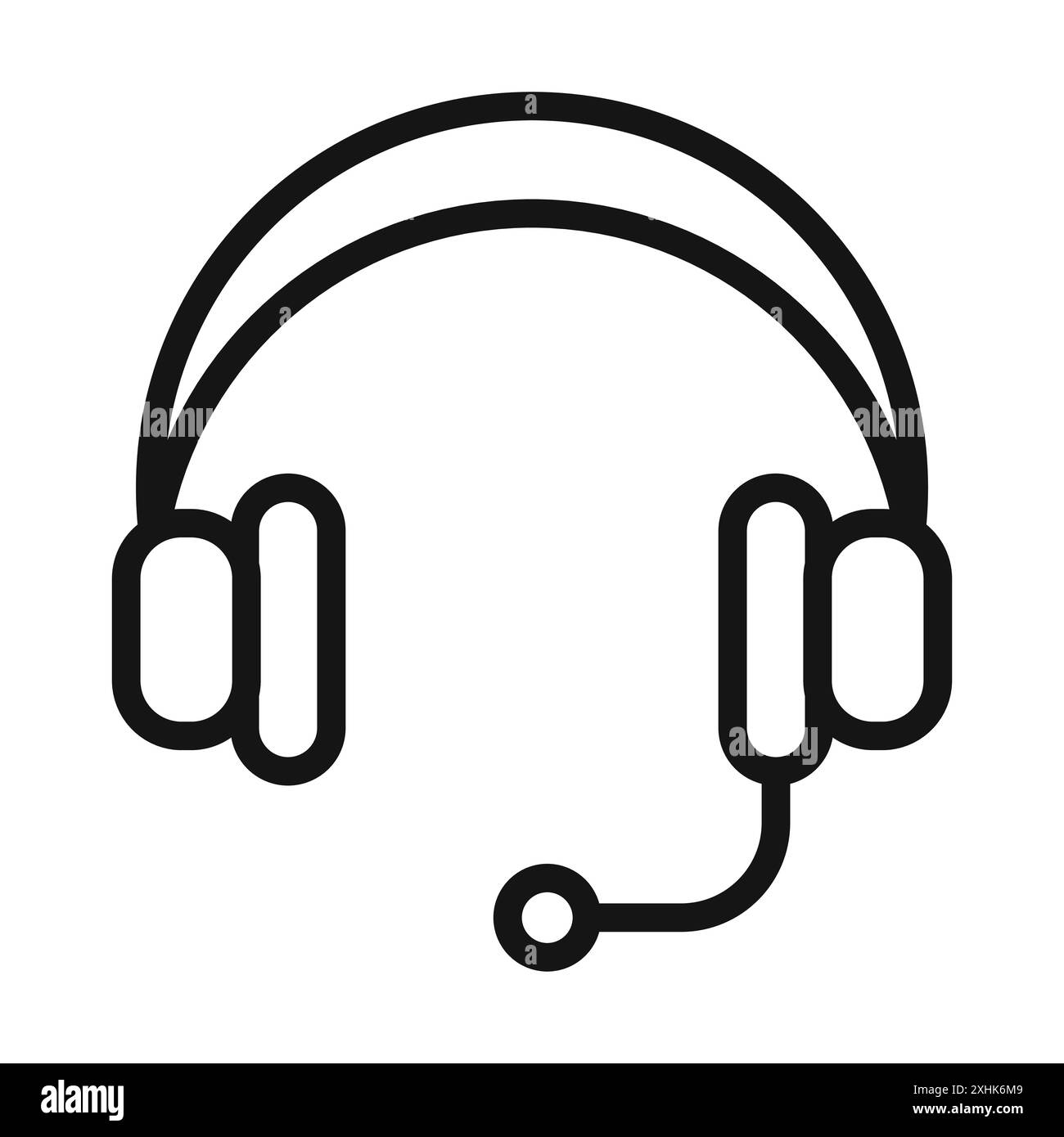 Headset icon Black line art vector in black and white outline set ...