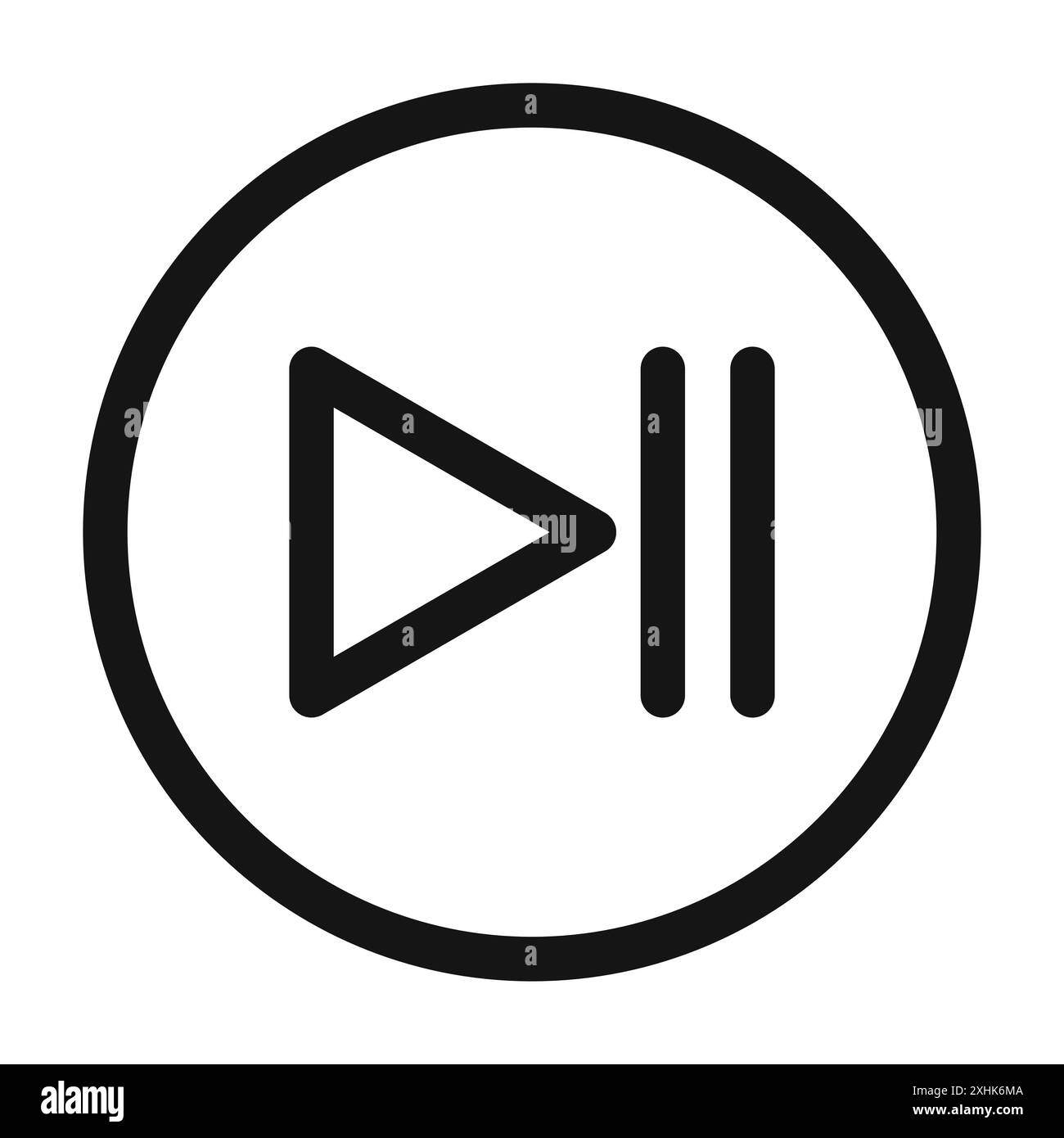 Play pause icon Black line art vector in black and white outline set ...