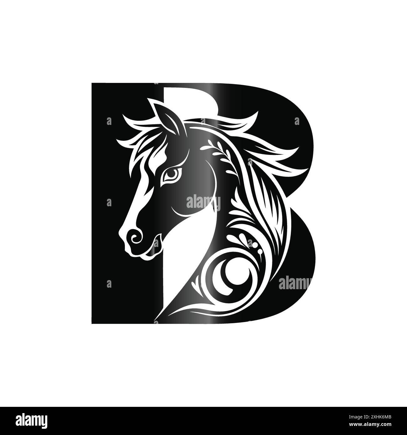 letter B Horse's head luxury logo and icon vector illustration template ...