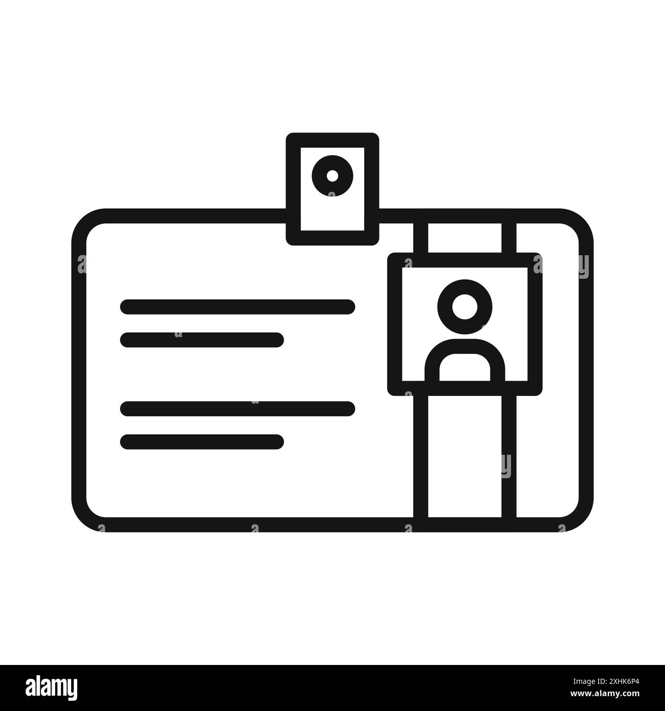 ID badge icon Black line art vector in black and white outline set ...