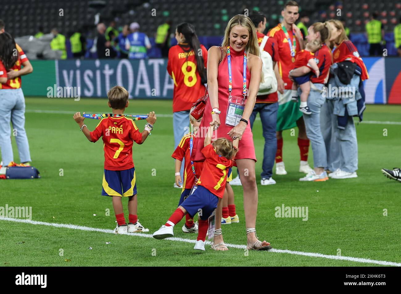 Berlin, Germany. 14th July, 2024. Wife and children of Spain's Alvaro ...