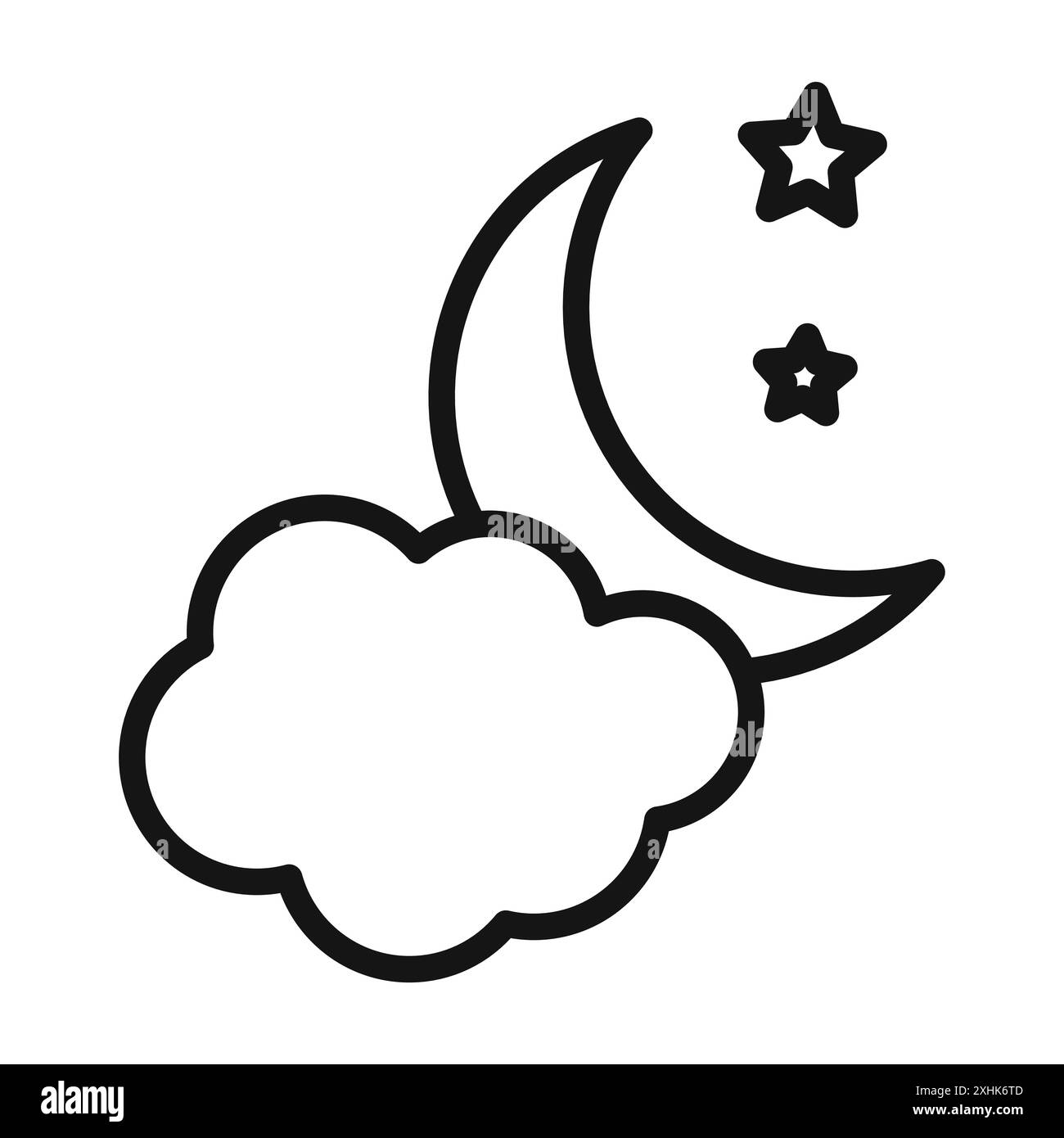 Moon icon Black line art vector in black and white outline set ...