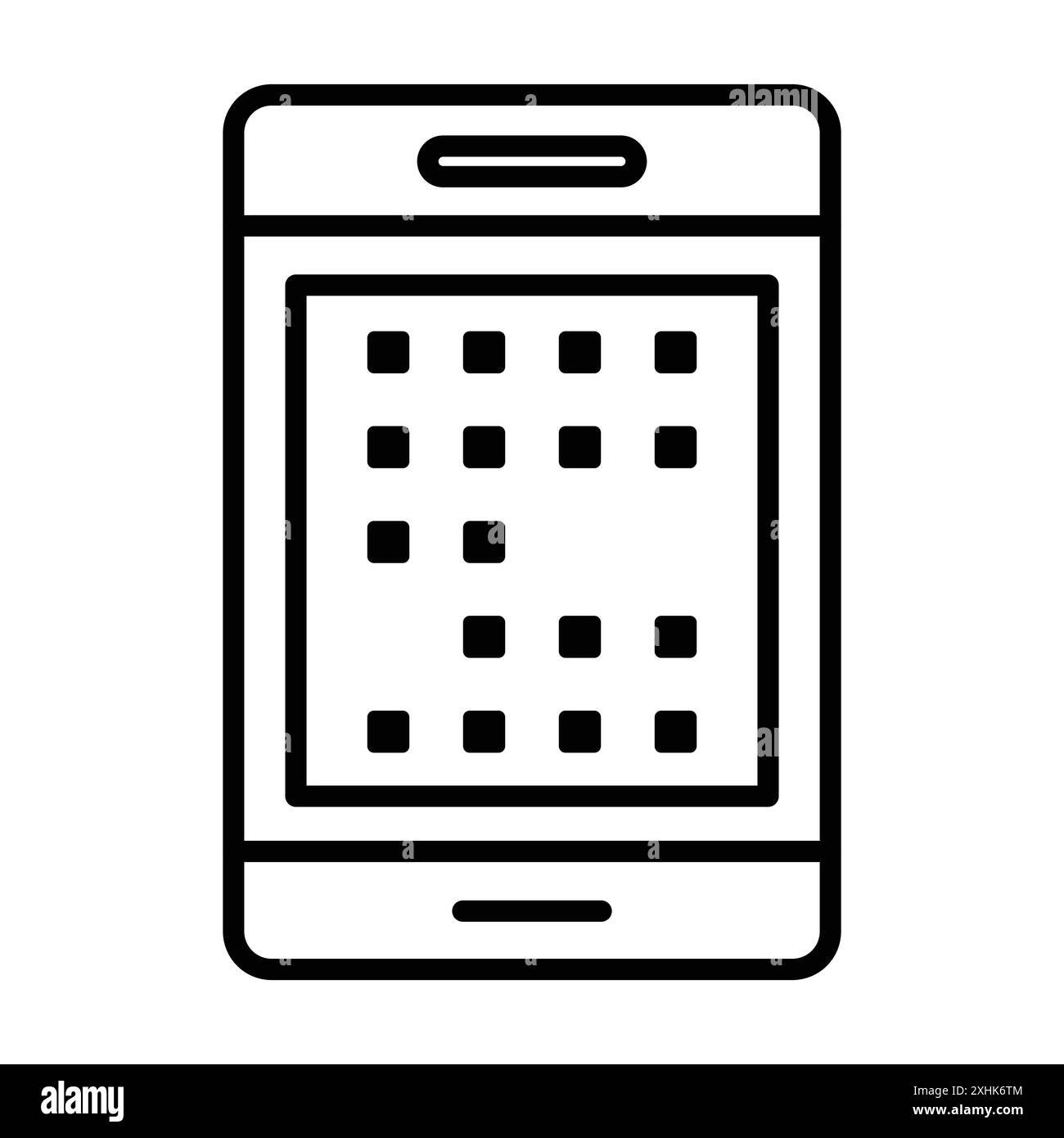 Mobile notch icon Black line art vector in black and white outline set ...