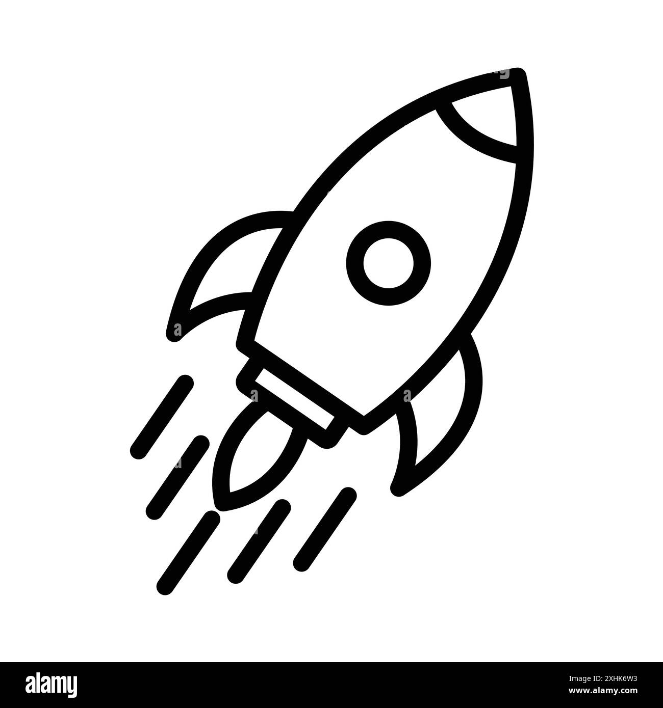 Rocket launch icon Black line art vector in black and white outline set ...