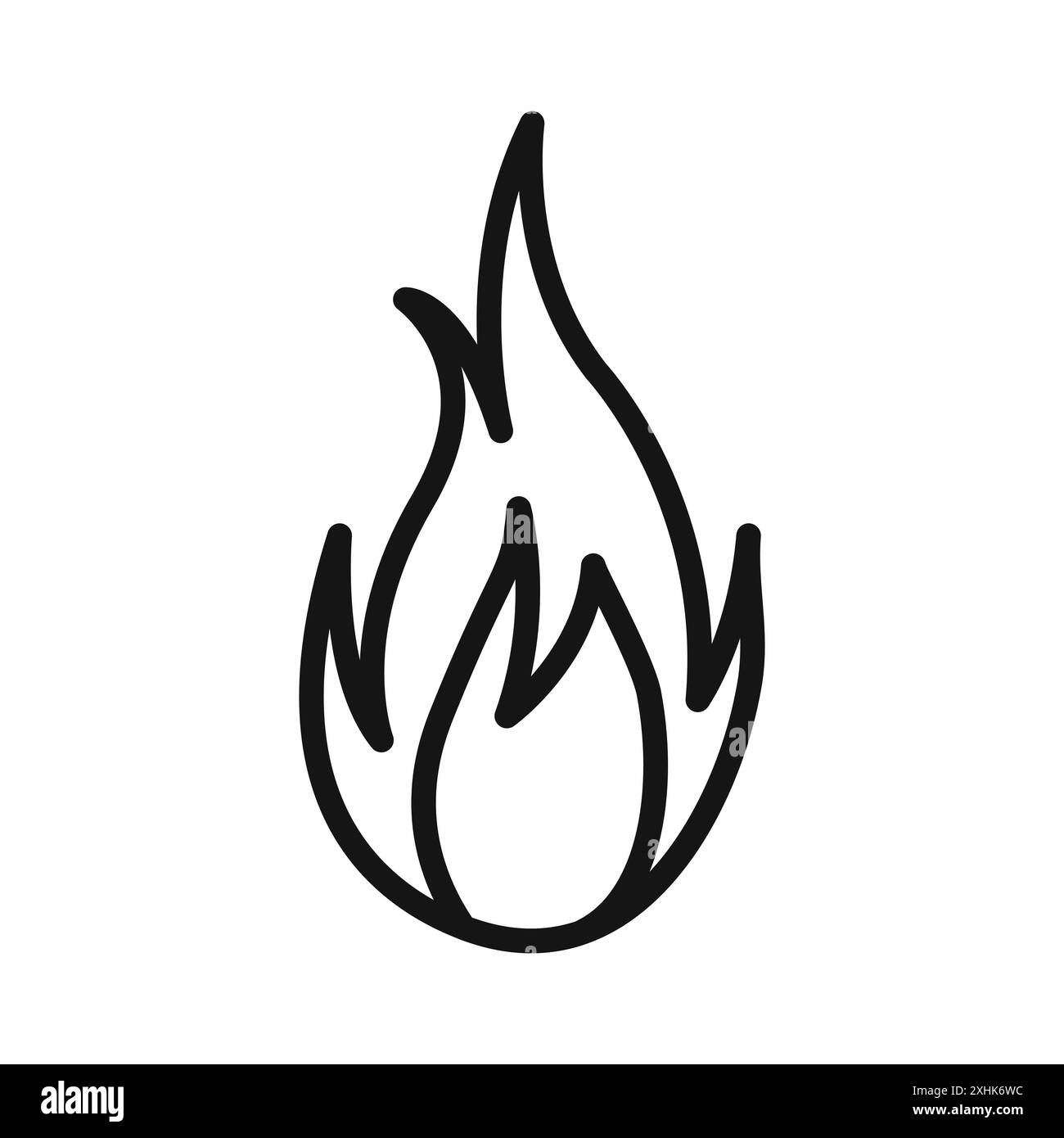 Flame icon Black line art vector in black and white outline set ...