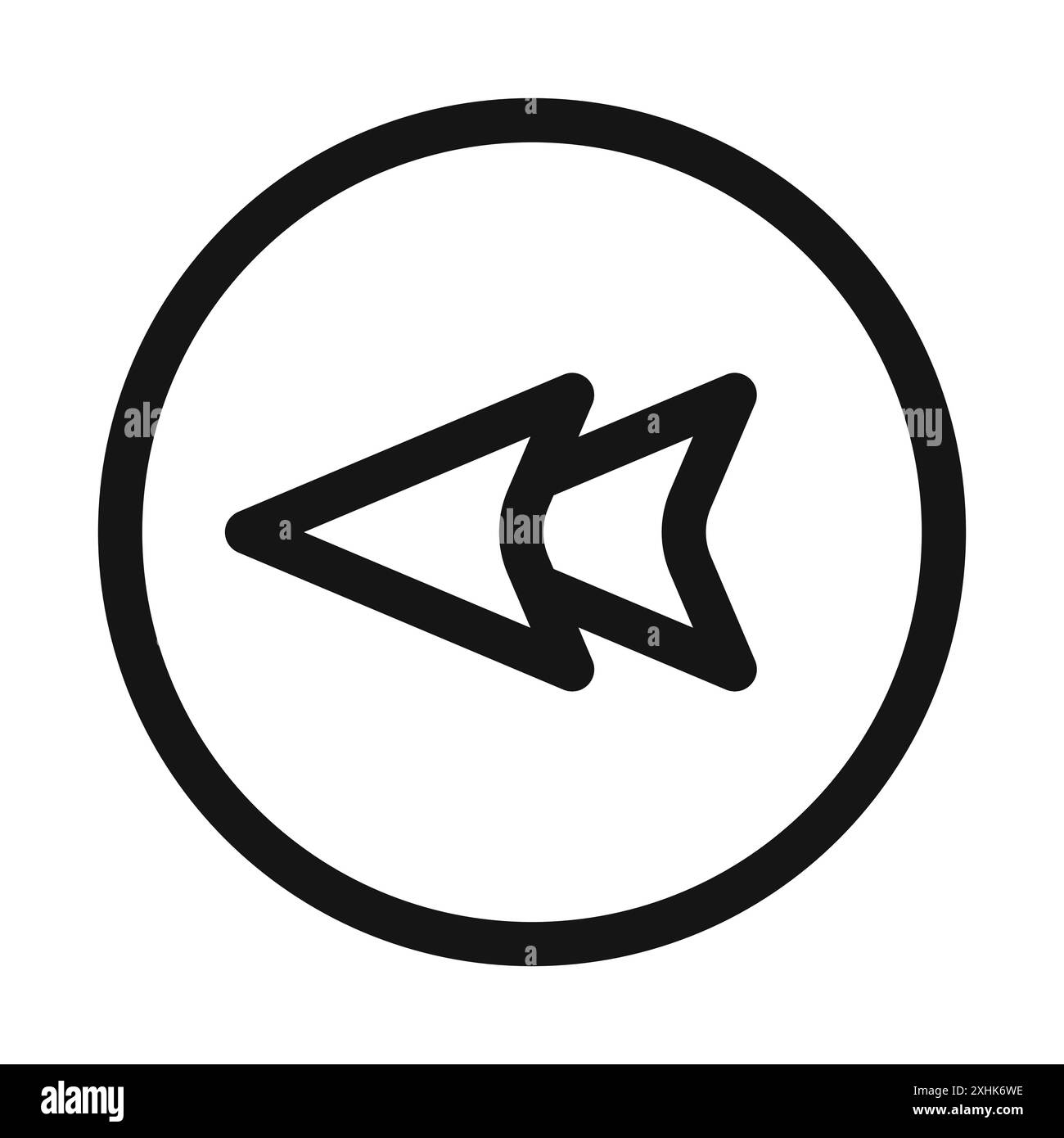 Rewind icon Black line art vector in black and white outline set ...
