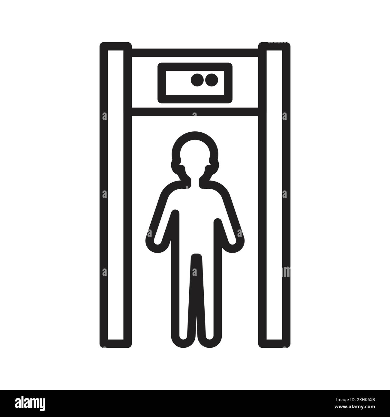 Metal detector icon Black line art vector in black and white outline ...