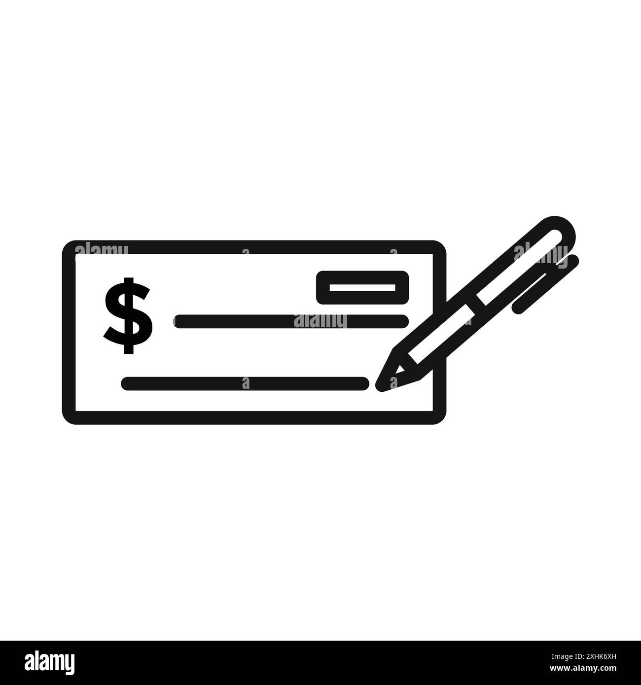 Money check icon Black line art vector in black and white outline set ...