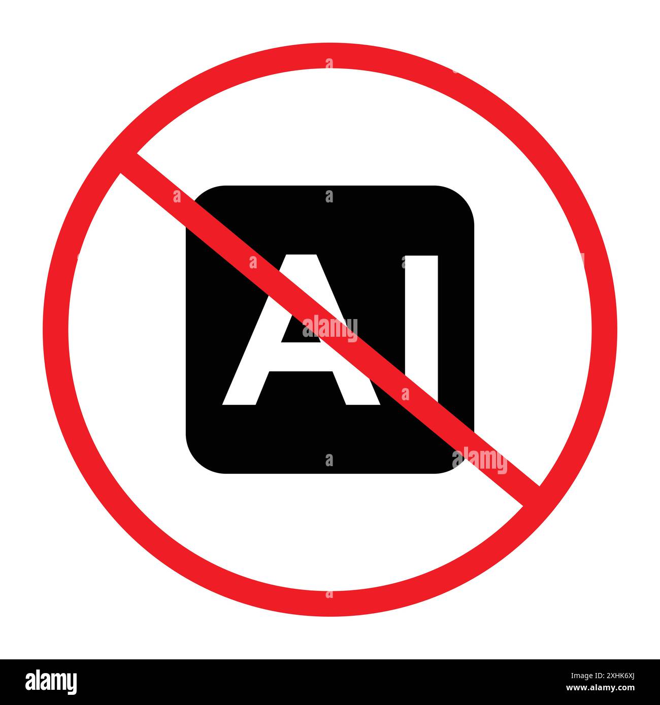 No ai sign Black line art vector in black and white outline set ...