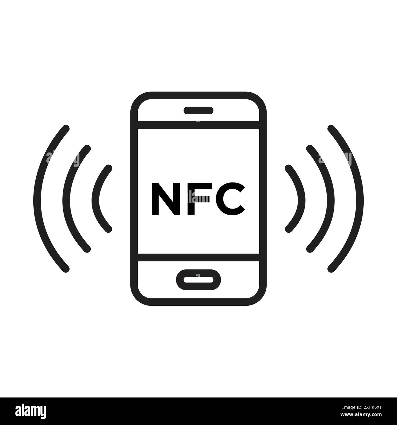 NFC communication icon Black line art vector in black and white outline ...