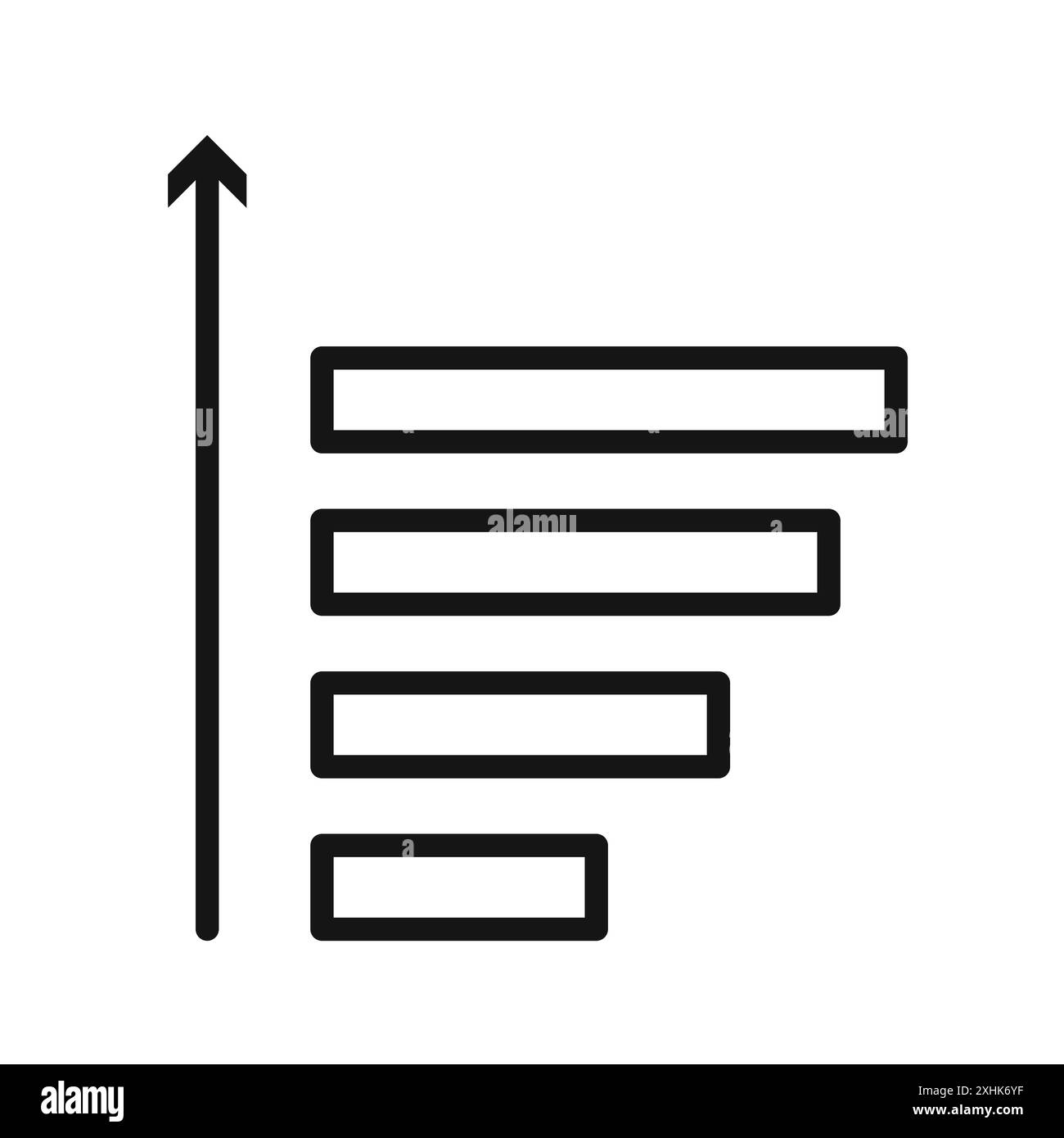Sort amount up icon Black line art vector in black and white outline ...