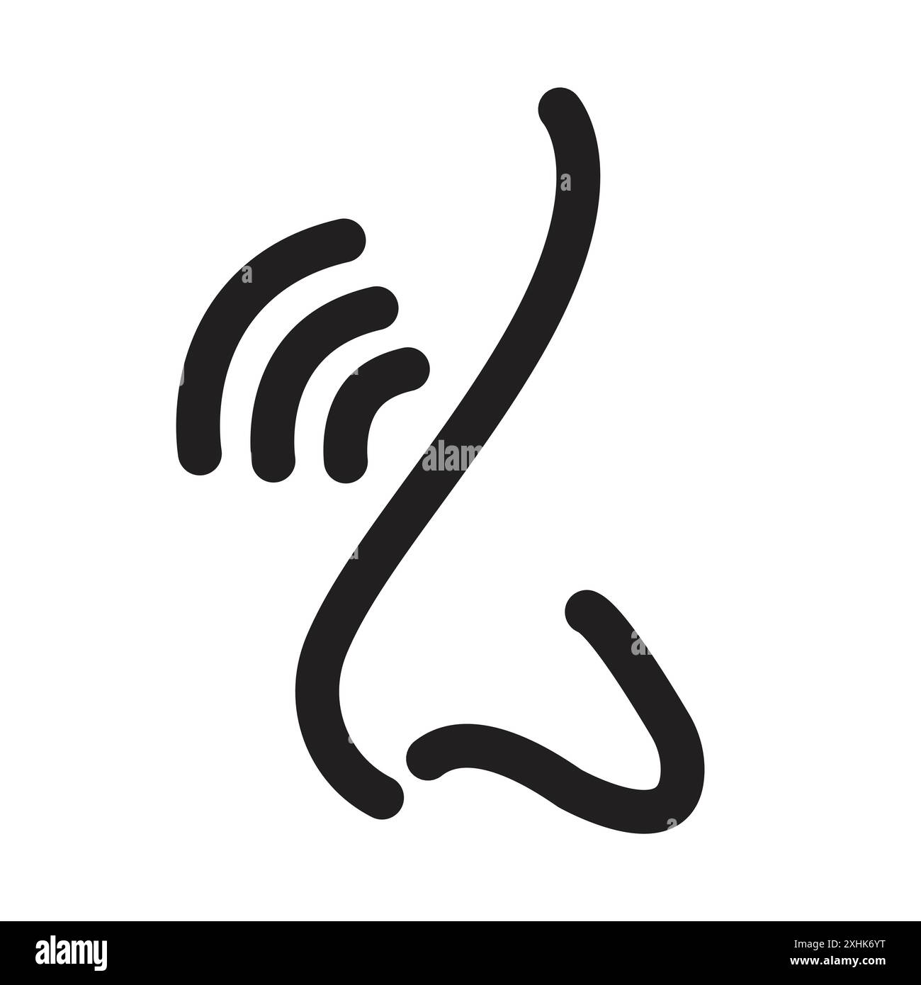 Nose pain icon Black line art vector in black and white outline set ...