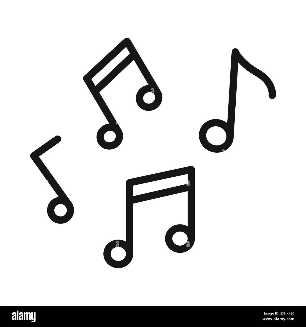 Music icon Black line art vector in black and white outline set ...