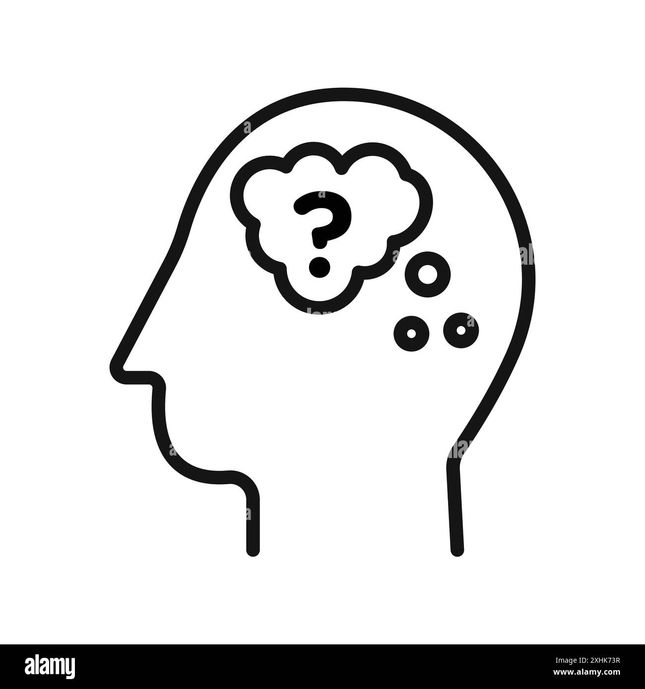Thinking icon Black line art vector in black and white outline set ...