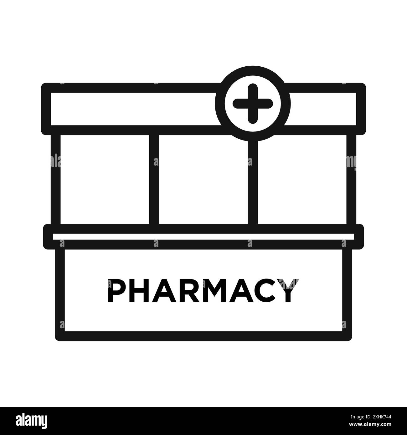 Pharmacy icon Black line art vector in black and white outline set collection sign Stock Vector ...