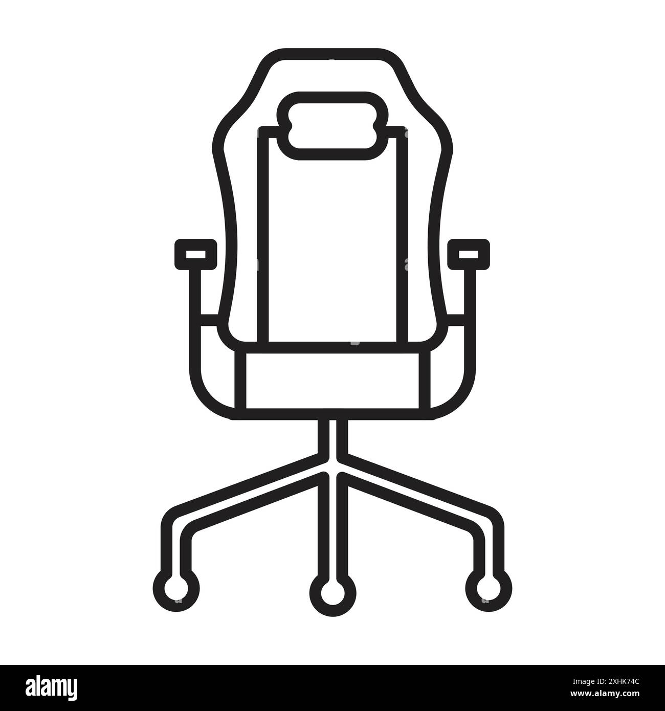 Gaming chair icon Black line art vector in black and white outline set ...
