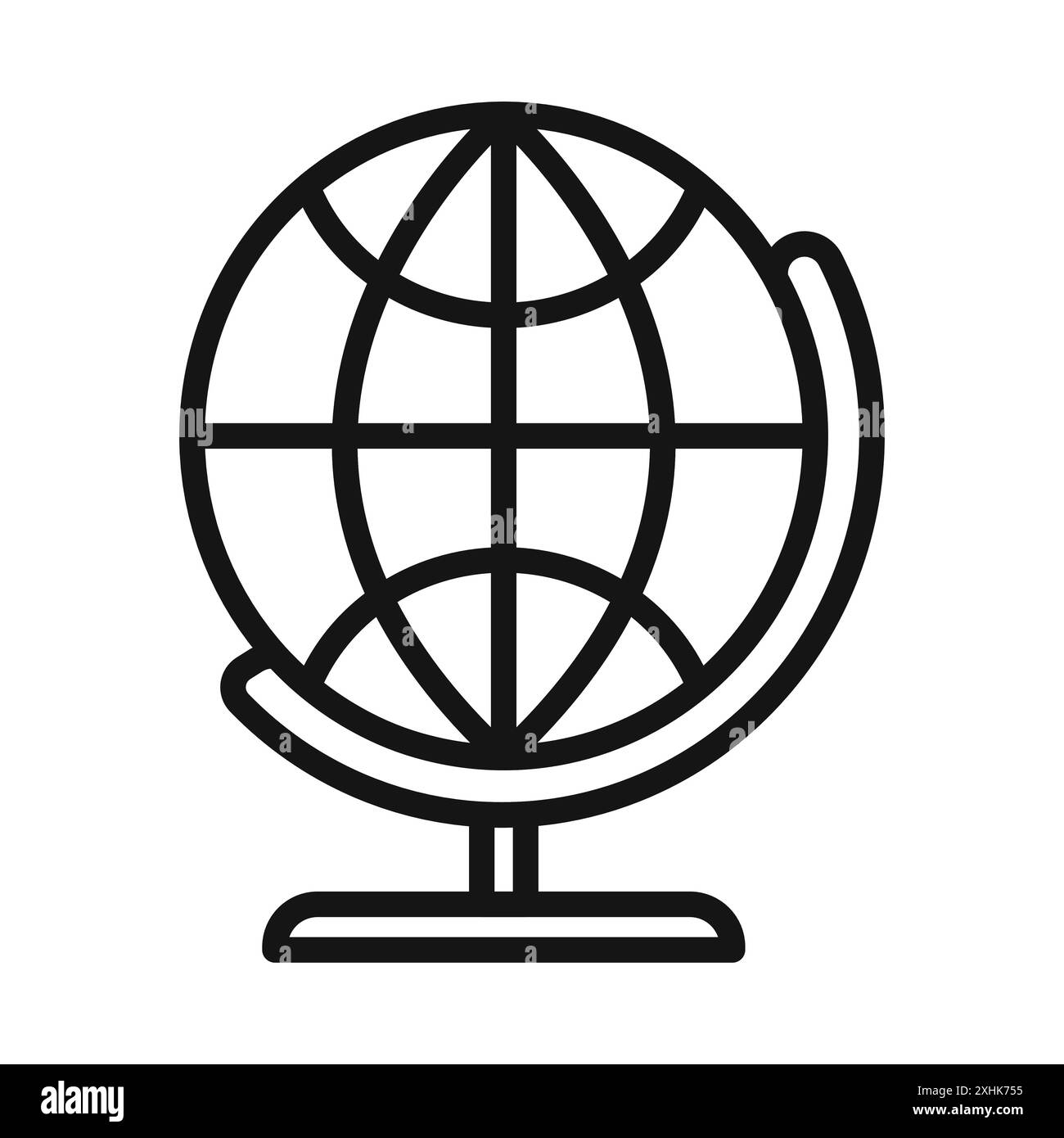Globe icon Black line art vector in black and white outline set ...