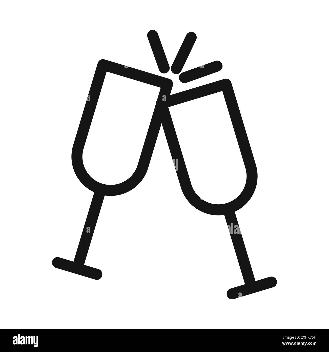 Glass-cheers icon Black line art vector in black and white outline set ...