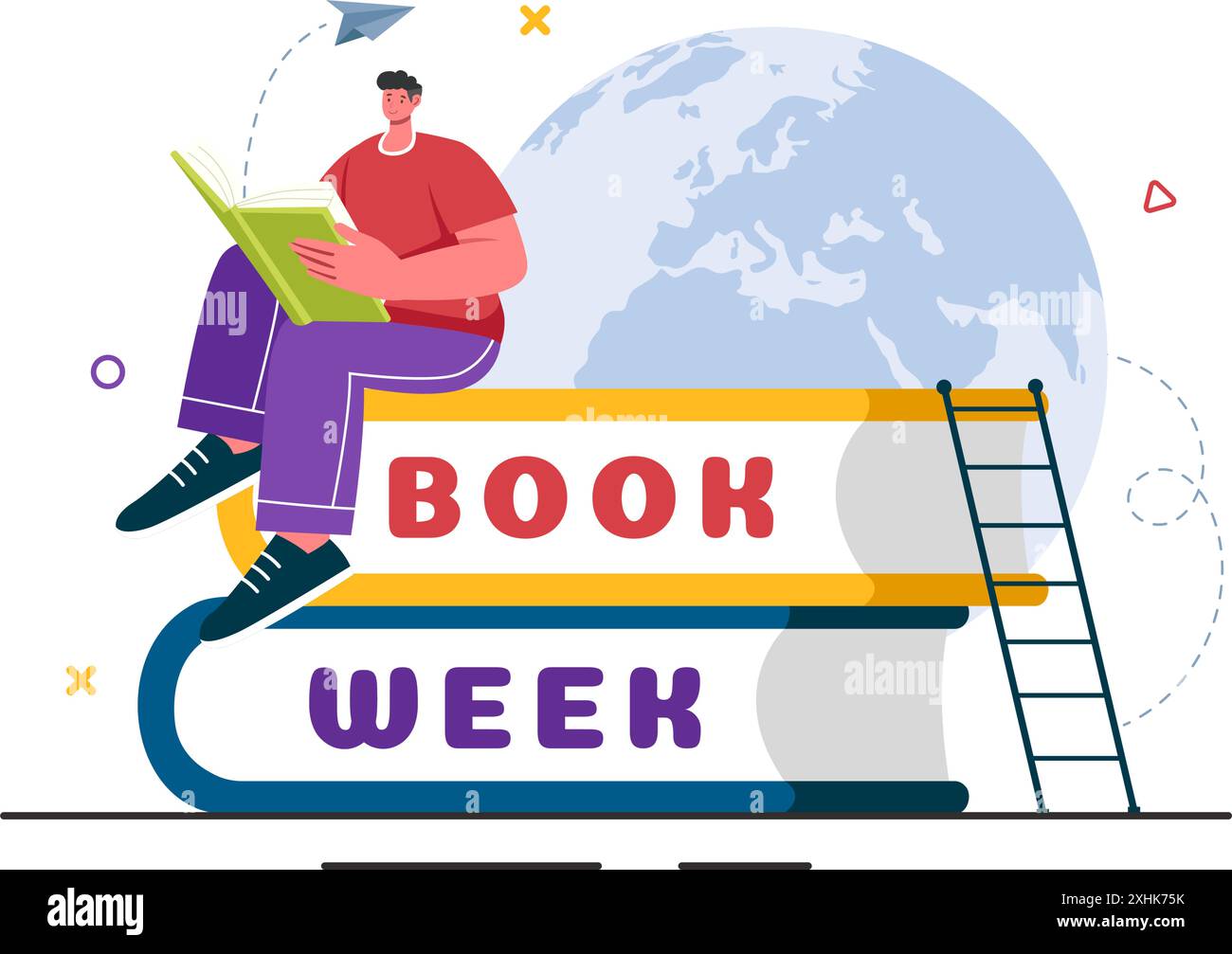Book Week Events Vector Illustration with People Reading or Students ...