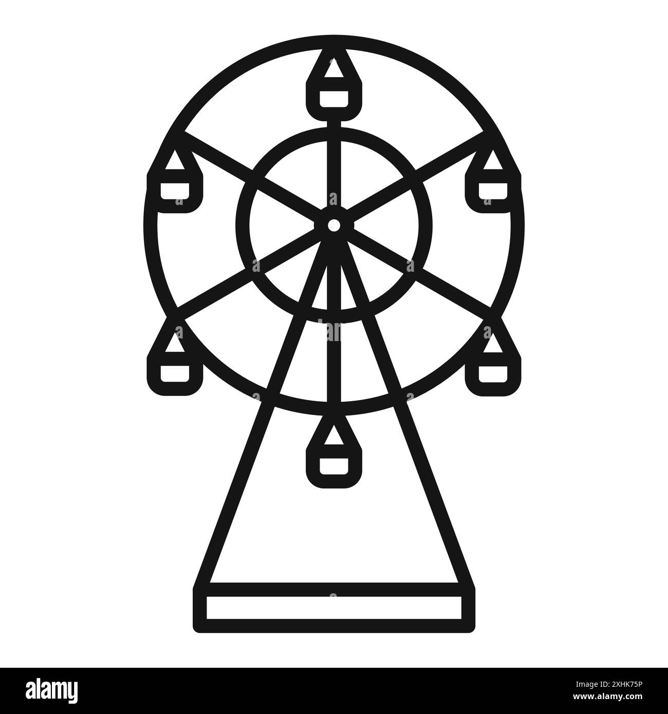Ferris wheel icon Black line art vector in black and white outline set ...