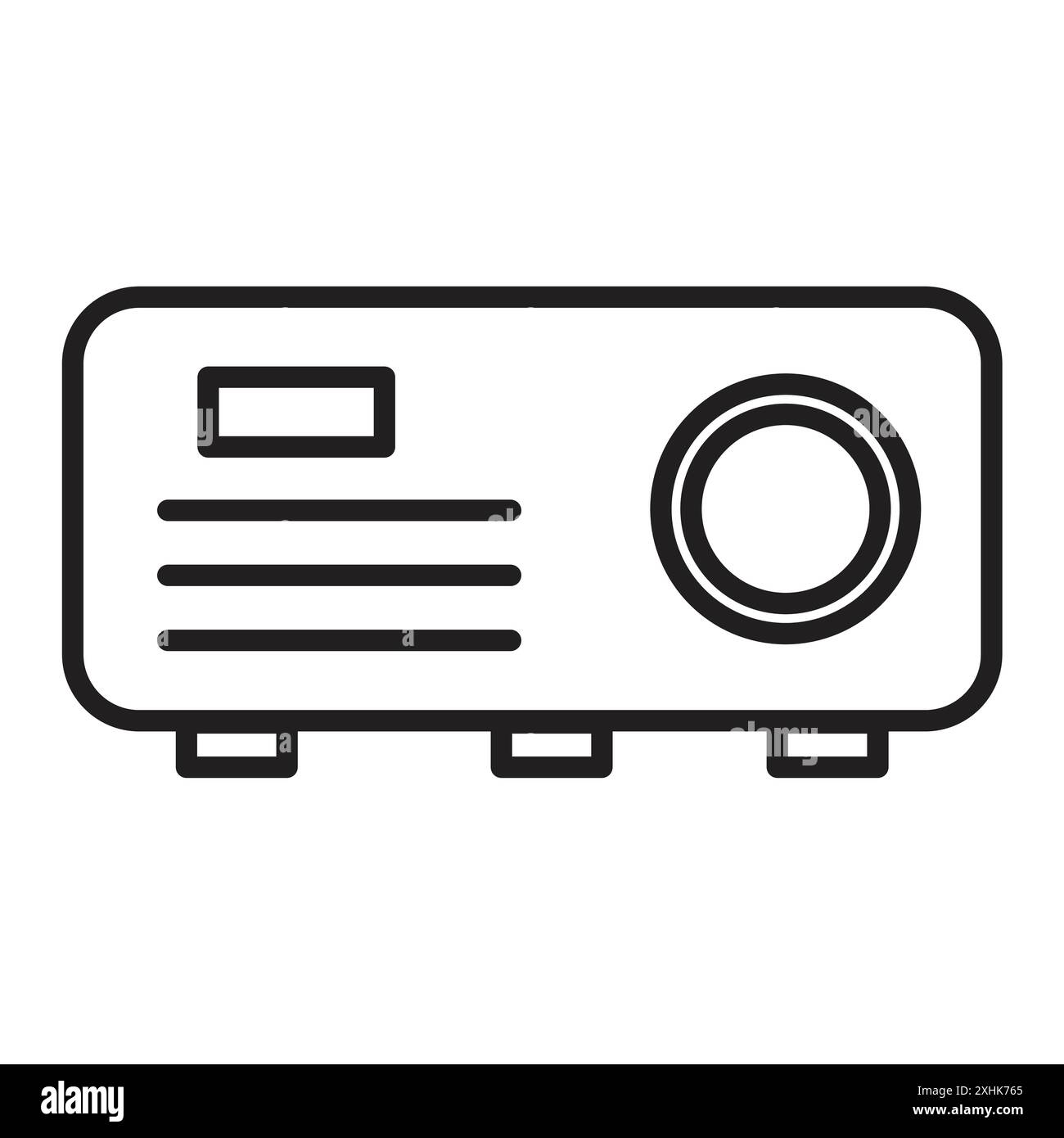 Projector icon Black line art vector in black and white outline set ...