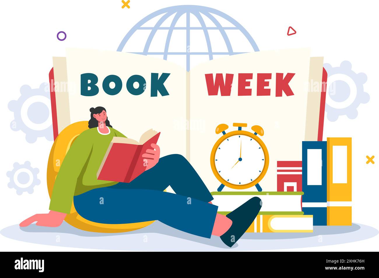 Book Week Events Vector Illustration with People Reading or Students ...