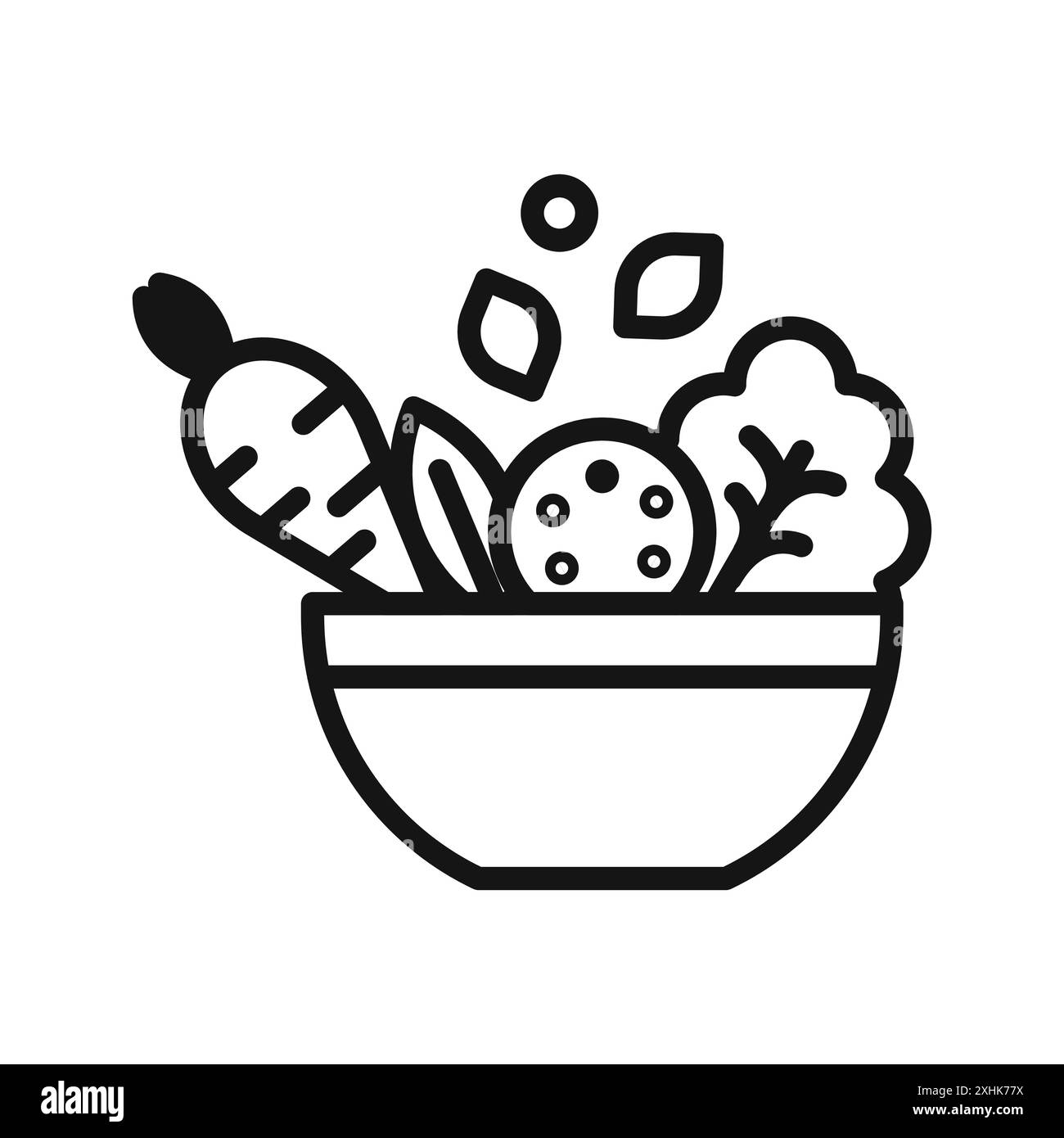 Salad icon Black line art vector in black and white outline set ...