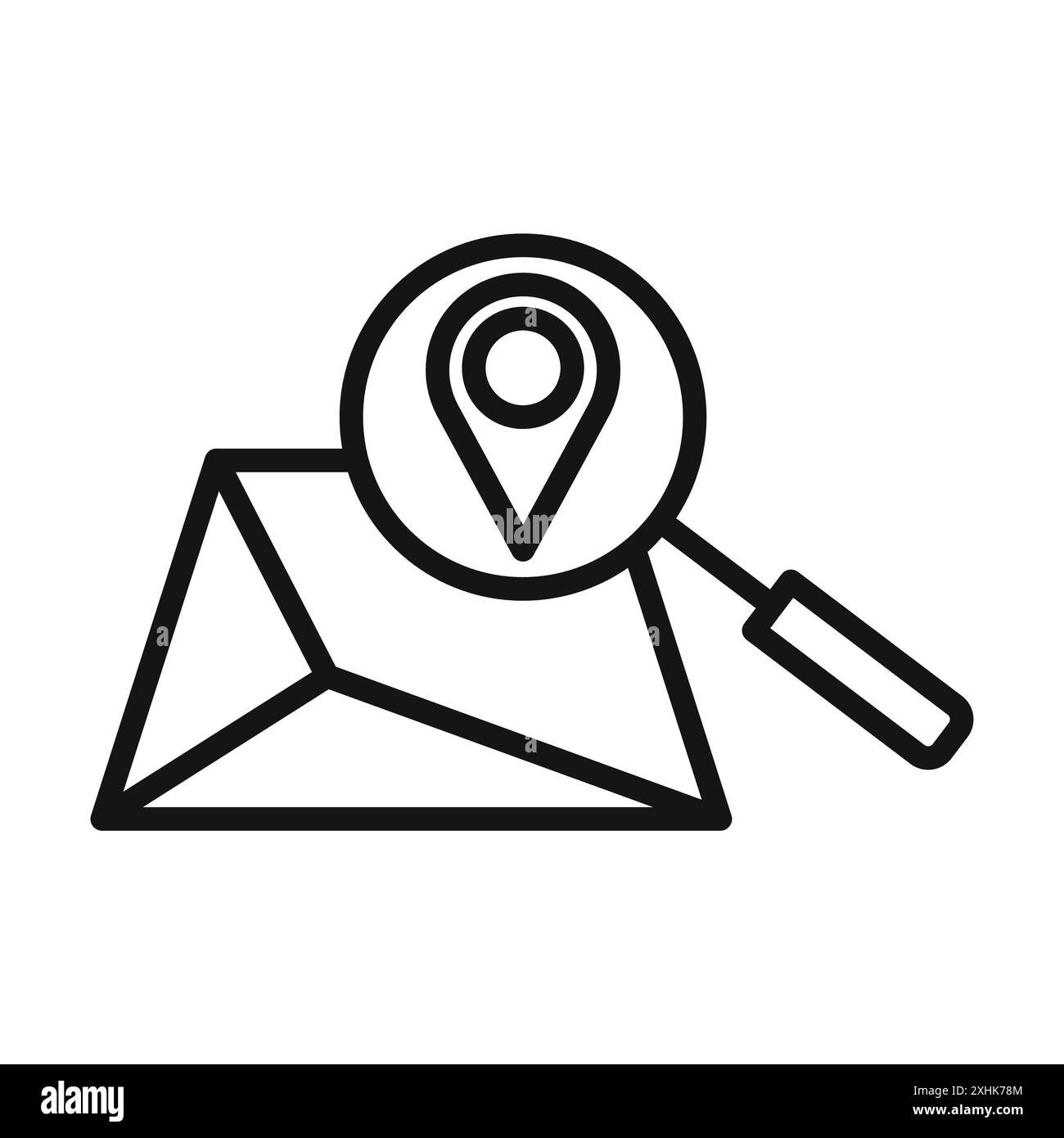 Search Location icon Black line art vector in black and white outline ...