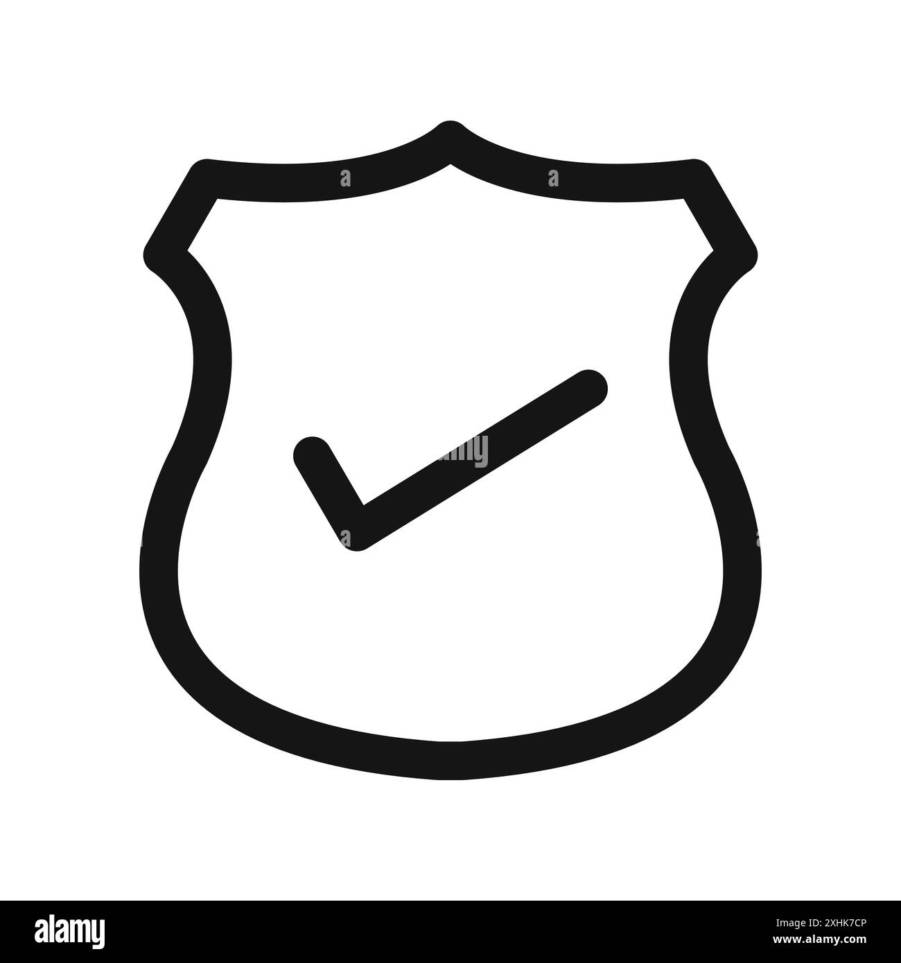Shield check icon Black line art vector in black and white outline set ...