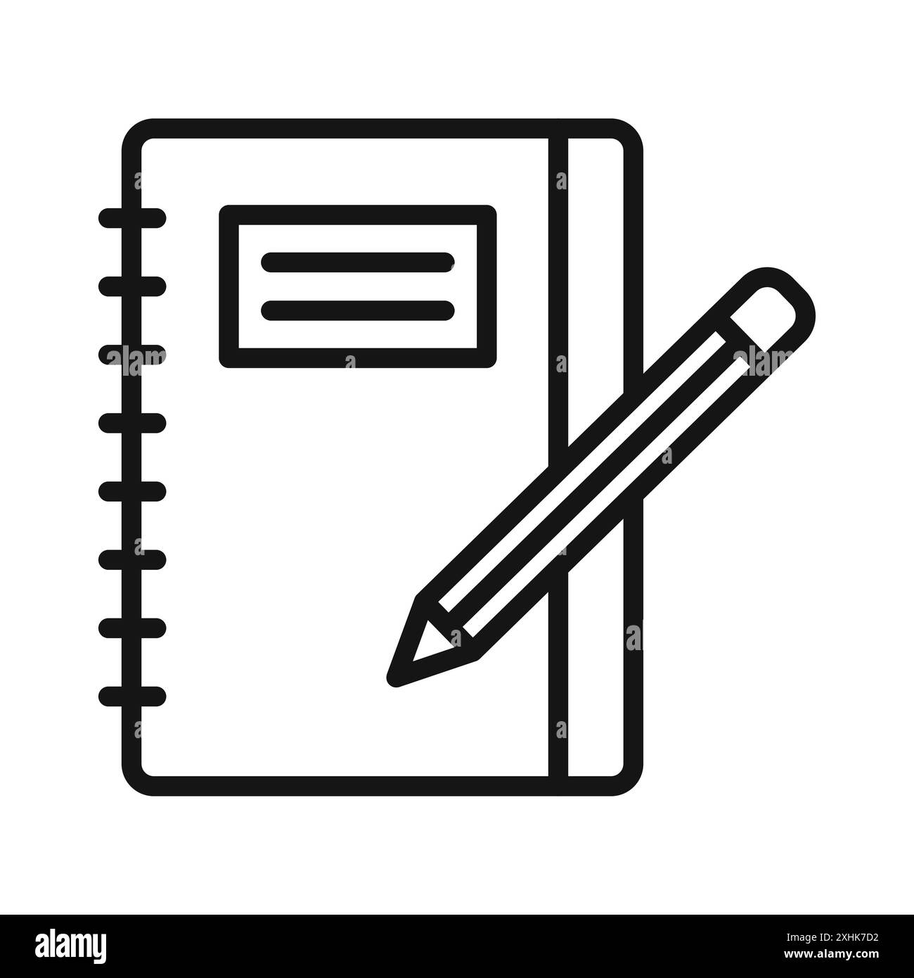 Notebook Icon Black Line Art Vector In Black And White Outline Set Collection Sign Stock Vector