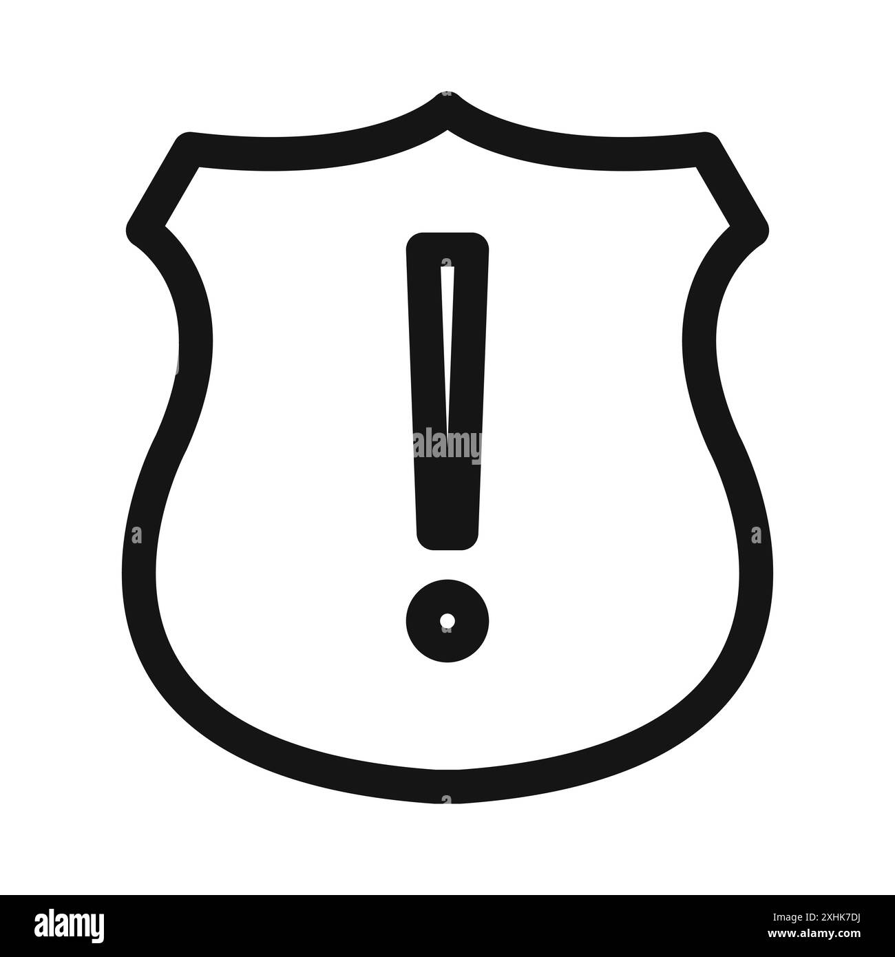 Shield exclamation icon Black line art vector in black and white ...