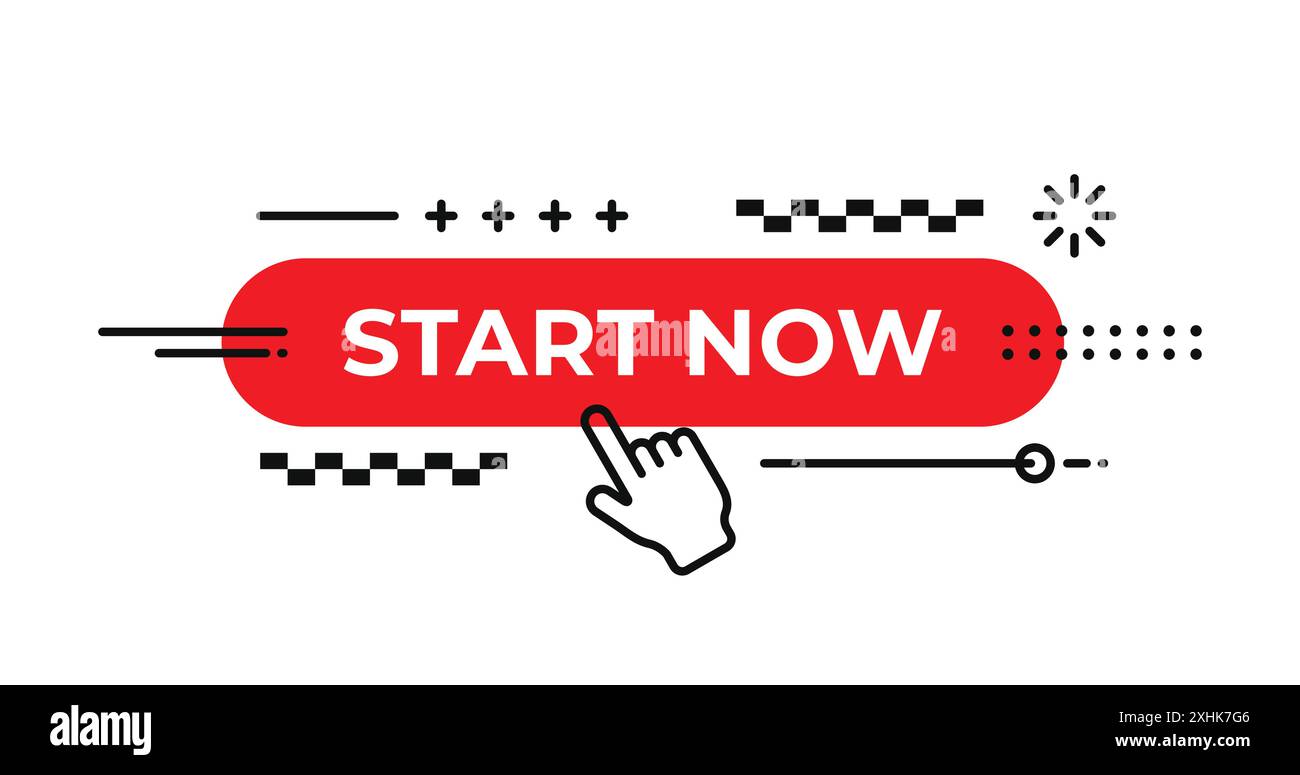 Start Now text with abstract button element. Speech Bubble with line ...