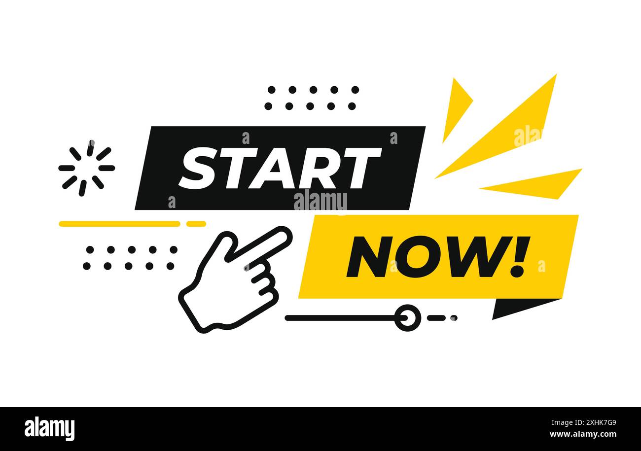 Start Now text with abstract ribbon element. Speech Bubble with line ...