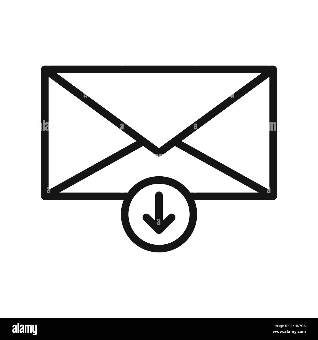 Inbox icon Black line art vector in black and white outline set collection sign Stock Vector ...