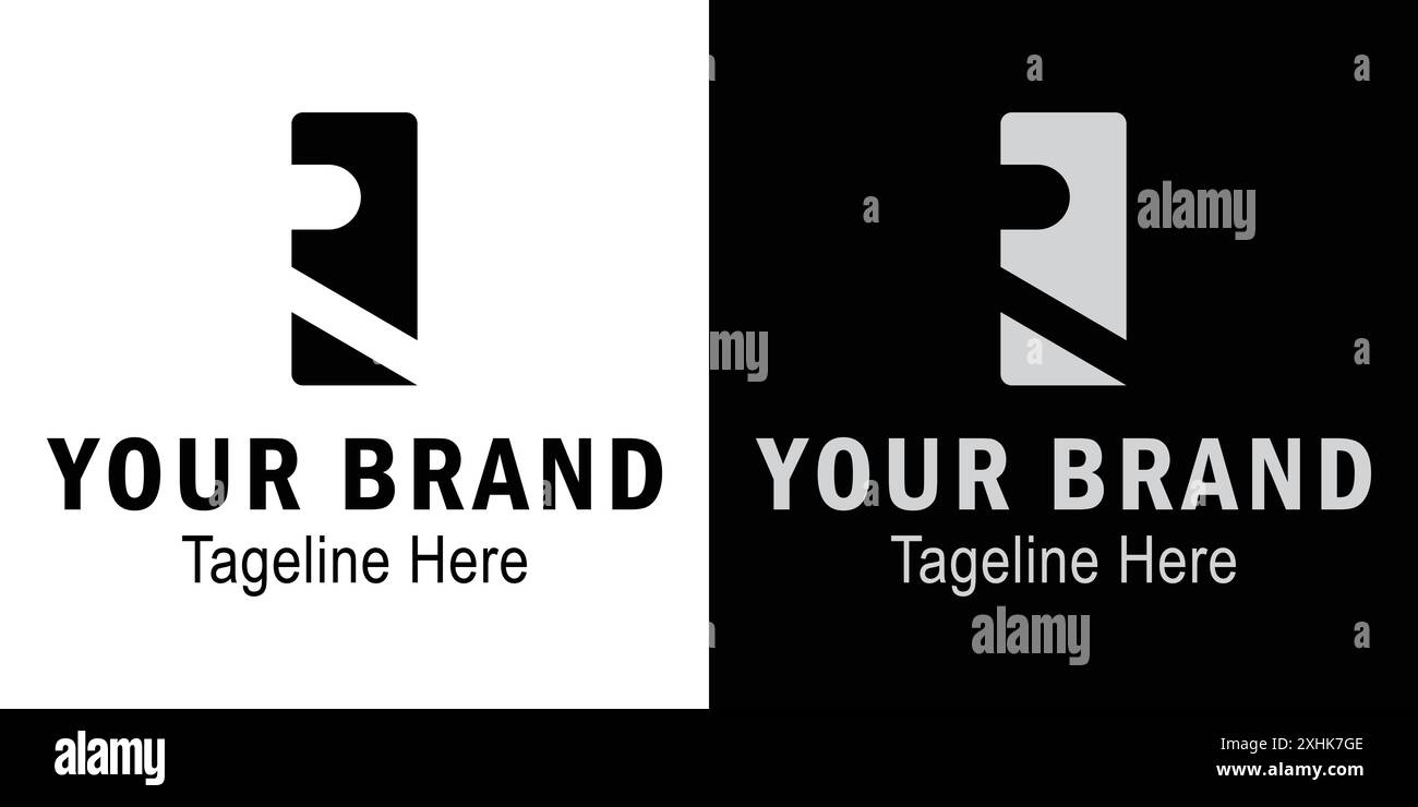 Abstract letter R logo forms the number 2. initials letter logo concept ...