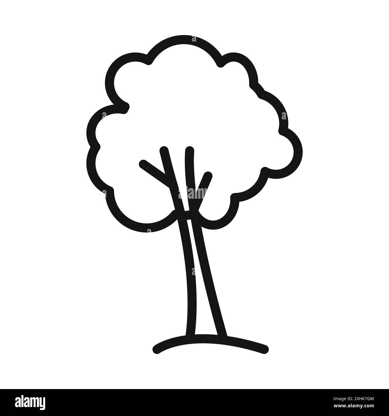 Tree icon Black line art vector in black and white outline set ...