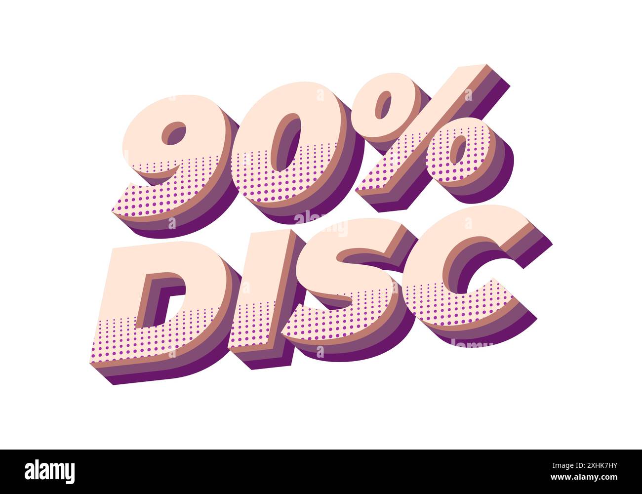 90 percent discount. Text effect design in 3D style with eye catching ...