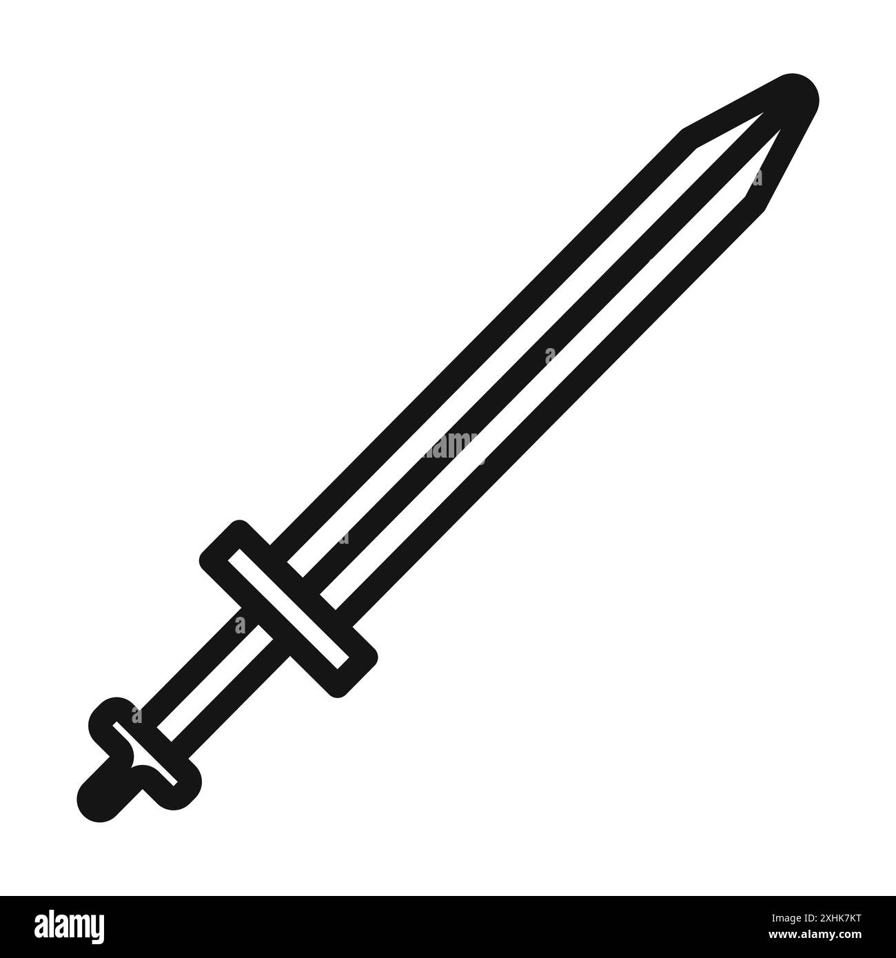 Sword icon Black line art vector in black and white outline set ...