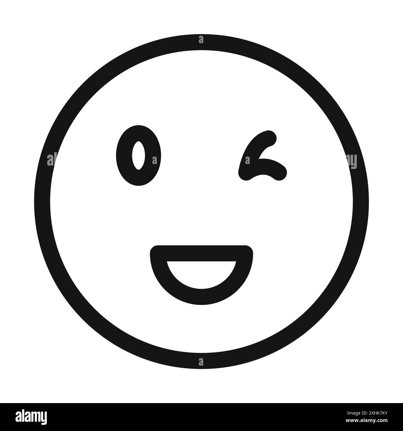 Smile wink icon Black line art vector in black and white outline set ...