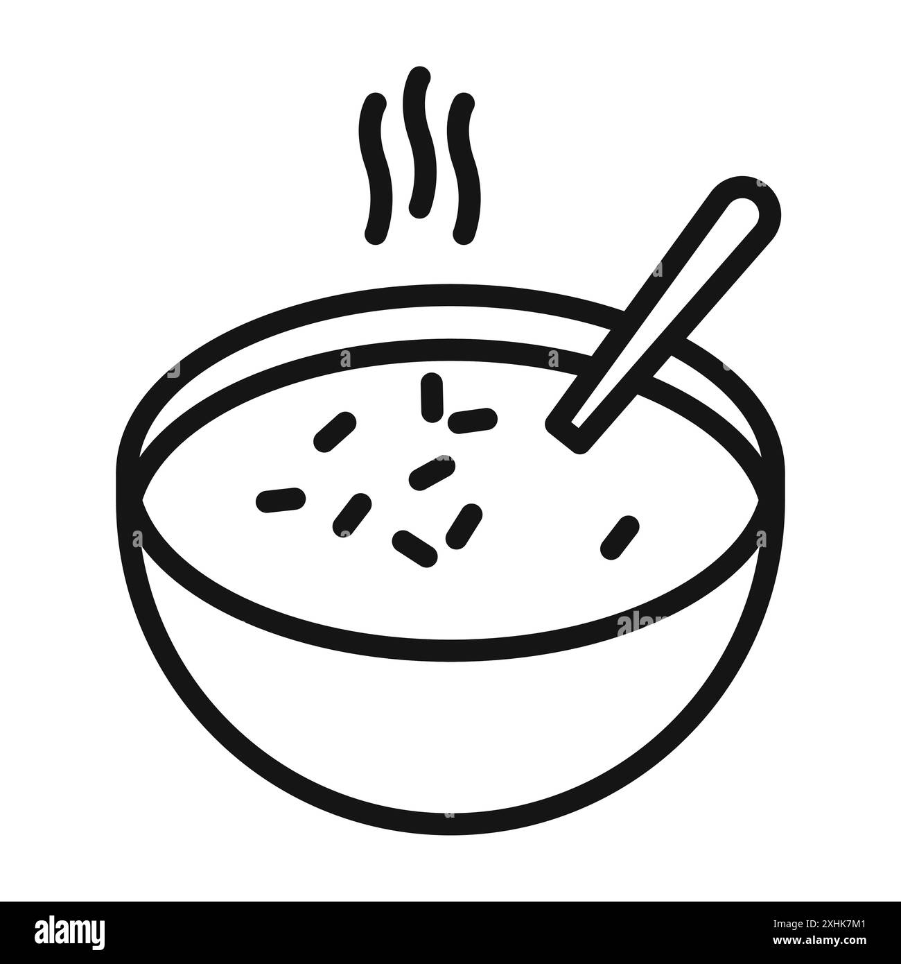 Soup icon Black line art vector in black and white outline set collection sign Stock Vector ...