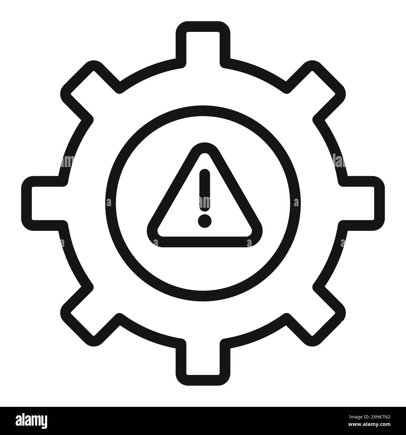 Technical warning icon Black line art vector in black and white outline ...