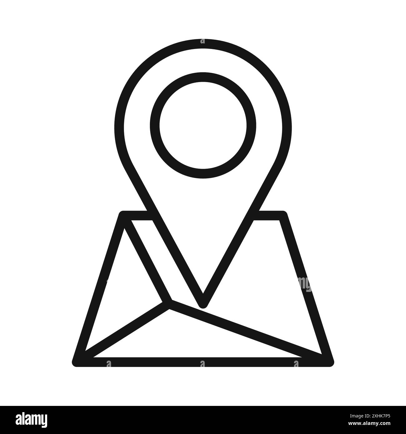 Map icon Black line art vector in black and white outline set ...