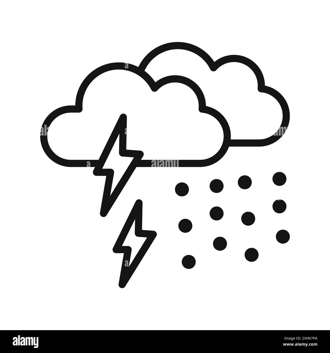 Thunderstorm icon Black line art vector in black and white outline set ...