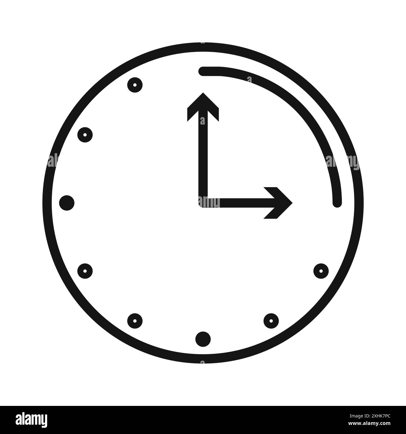 Time quarter past icon Black line art vector in black and white outline ...