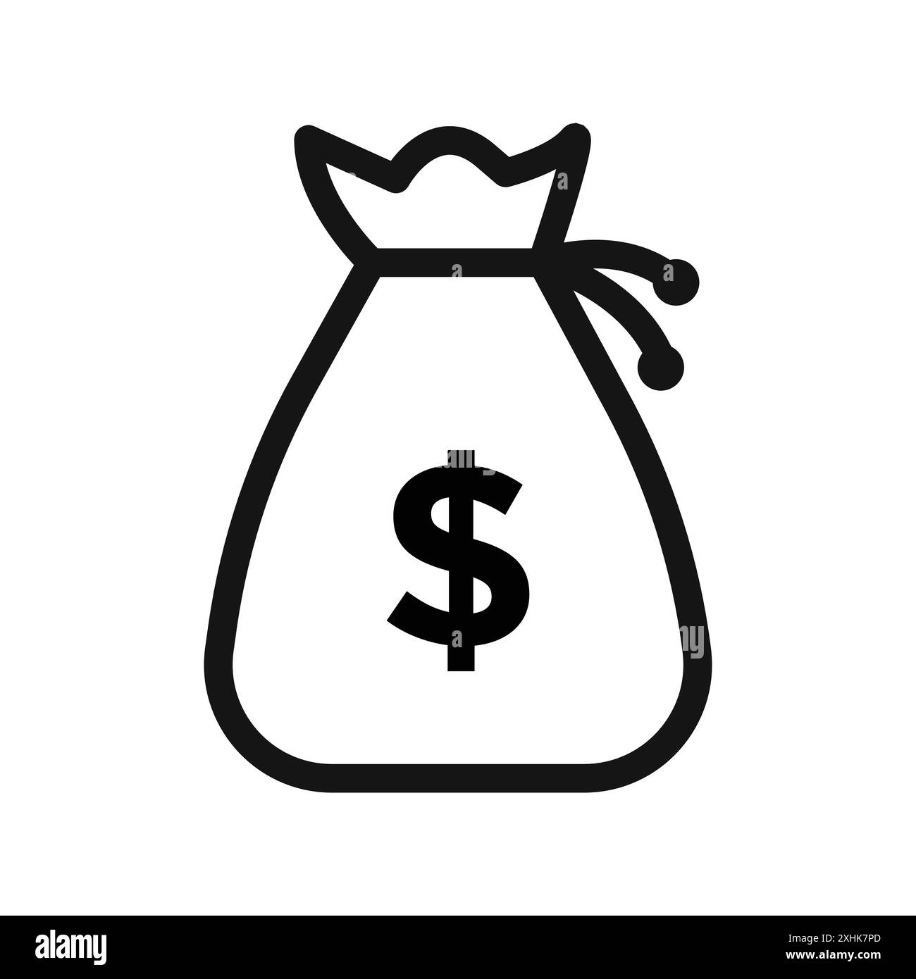 Money bag icon Black line art vector in black and white outline set ...